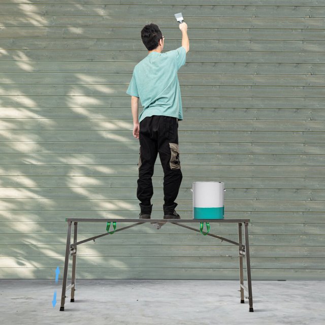 Portable Adjustable Work Platform Step Ladder Folding Scaffolding ...