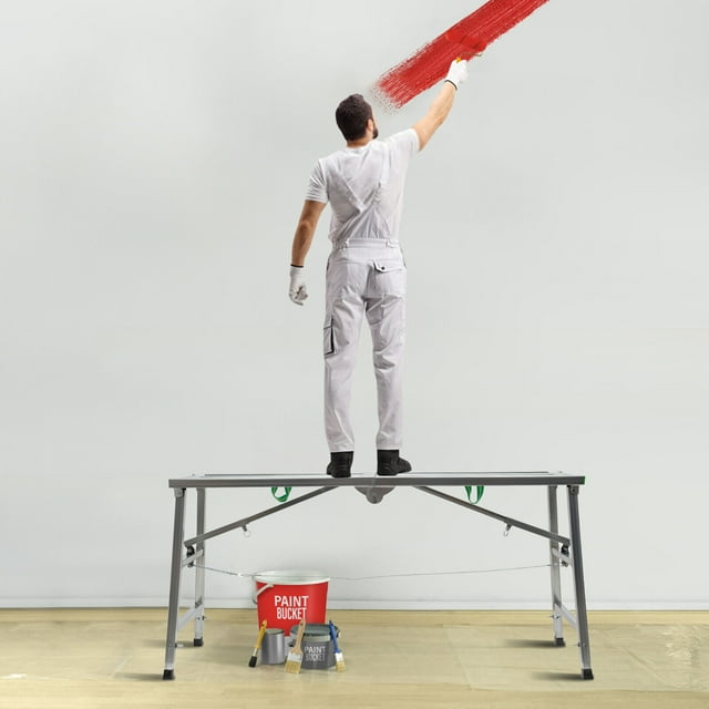 Portable Adjustable Work Platform Step Ladder Folding Scaffolding ...