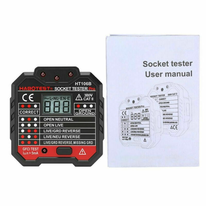 Portable Advanced Electric Socket Tester GFCI Test Mains Fault Checker ...