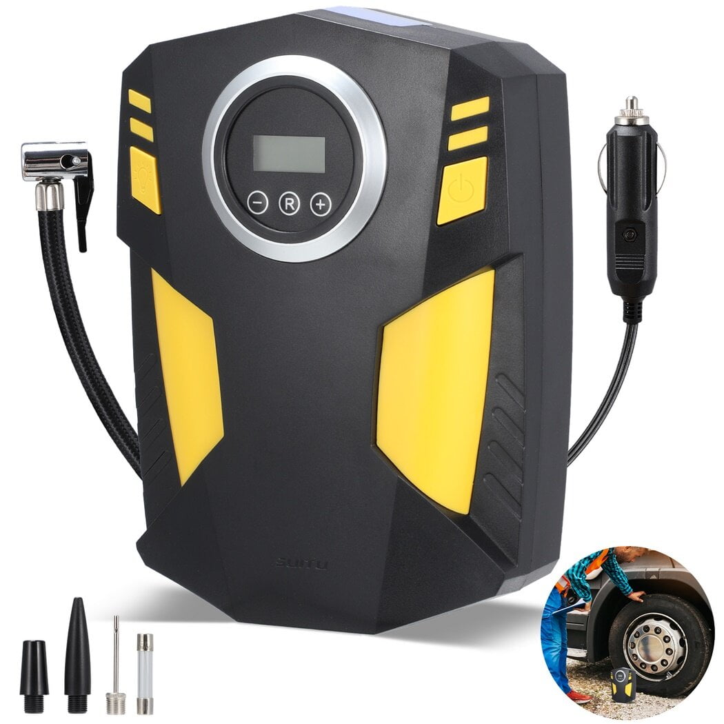 Bangcool 12V Portable Tire Air Compressor - Black/Yellow - Walmart.com