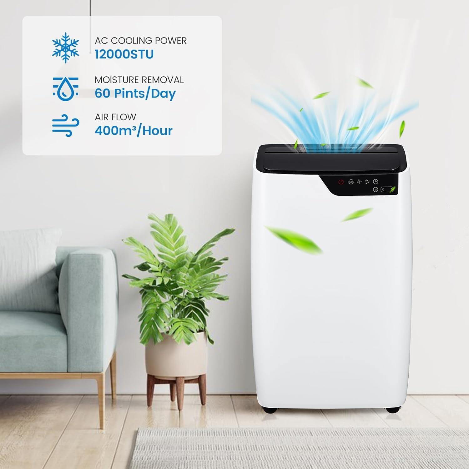 Portable Air Conditioner, 12,000 BTU, 3-In-1 Standing AC Unit with ...