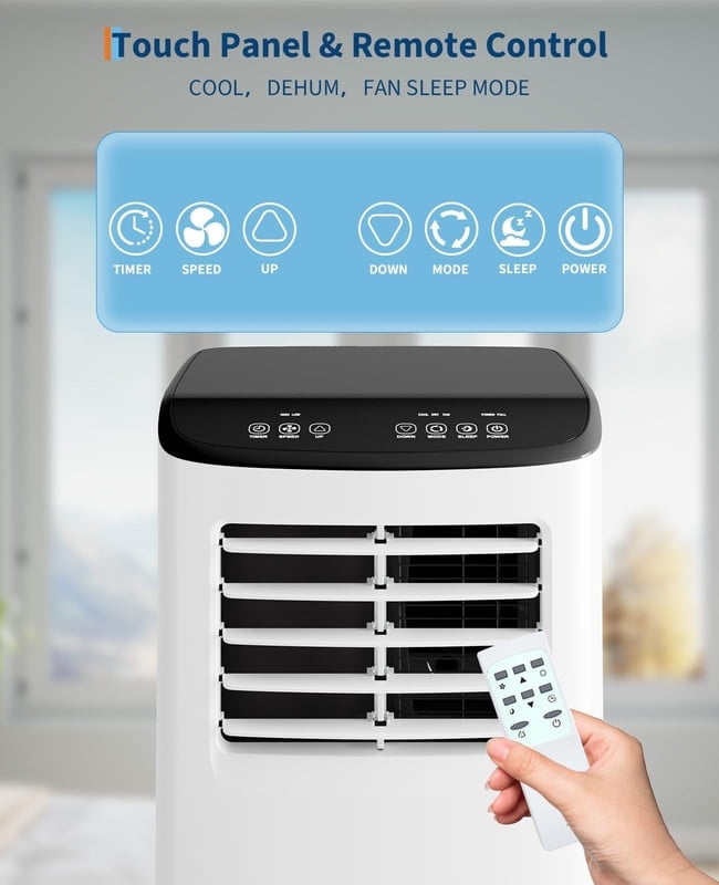 Portable Air Conditioner, 8000 BTU 3-in-1 Unit with Fan Mode, Remote ...