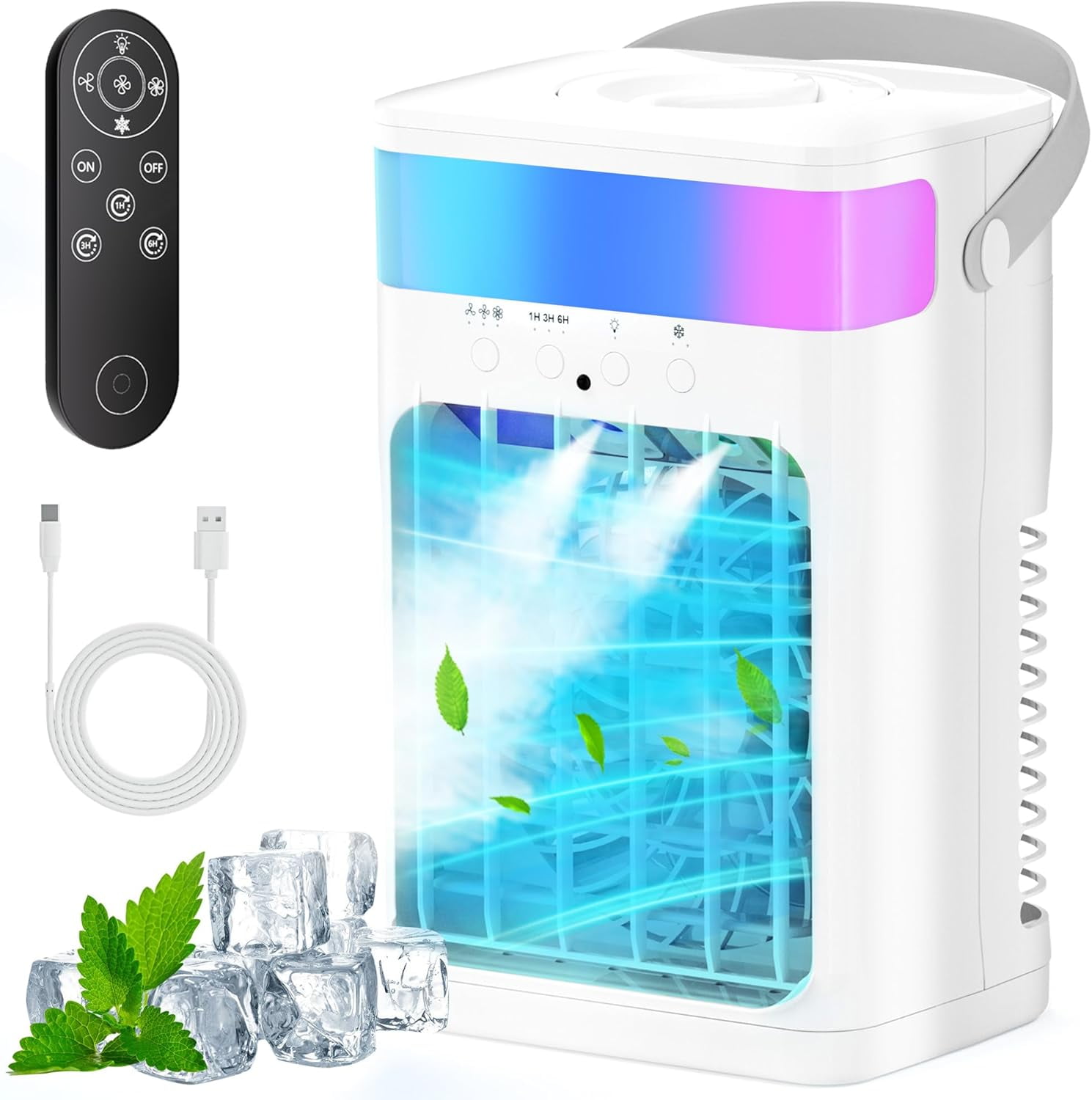 Portable Air Conditioner,Cooling Fan with 3 Speeds & 3 Modes,1500ML ...