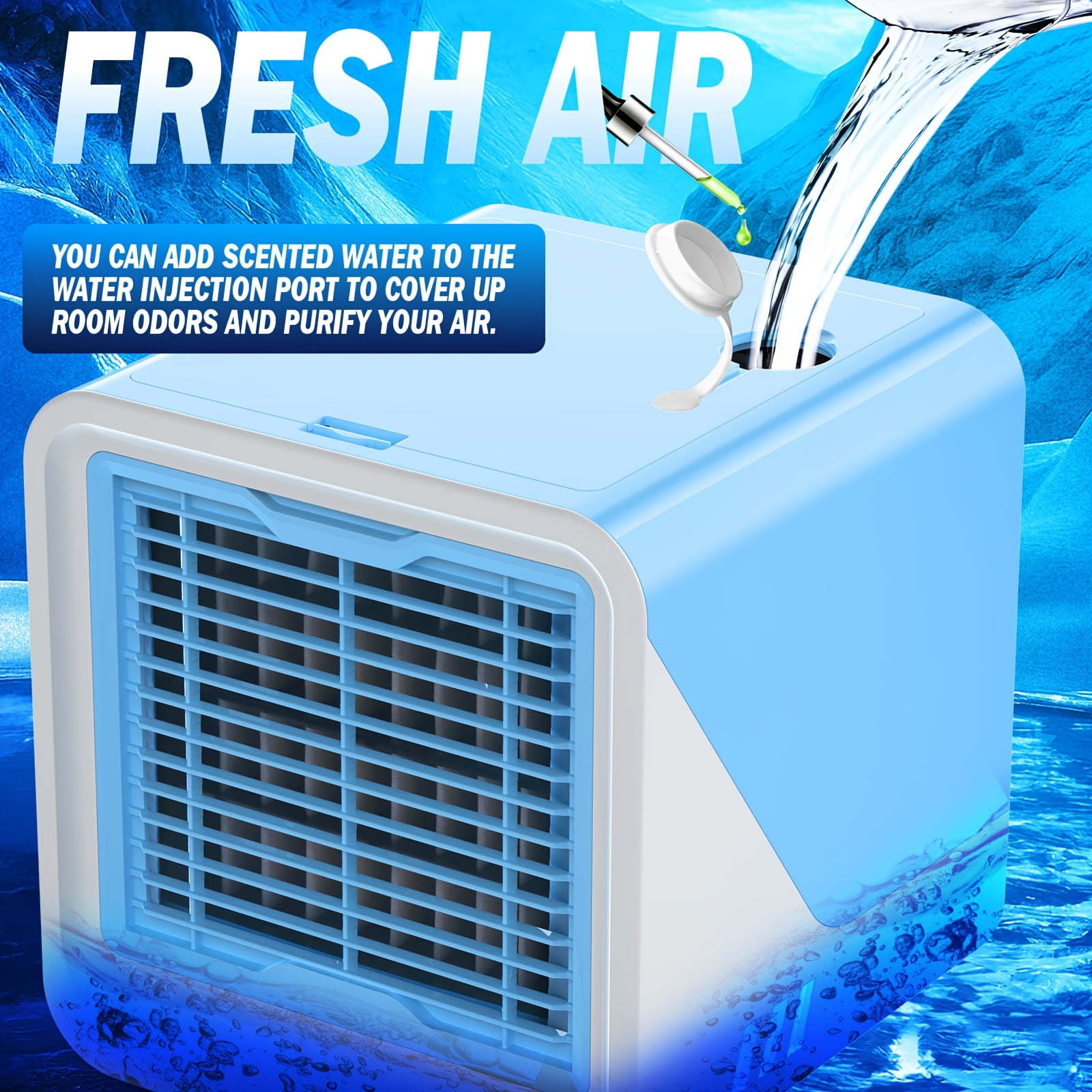Portable Air Conditioner Fan, Evaporative Mini AC Fan with 3 Adjustable ...