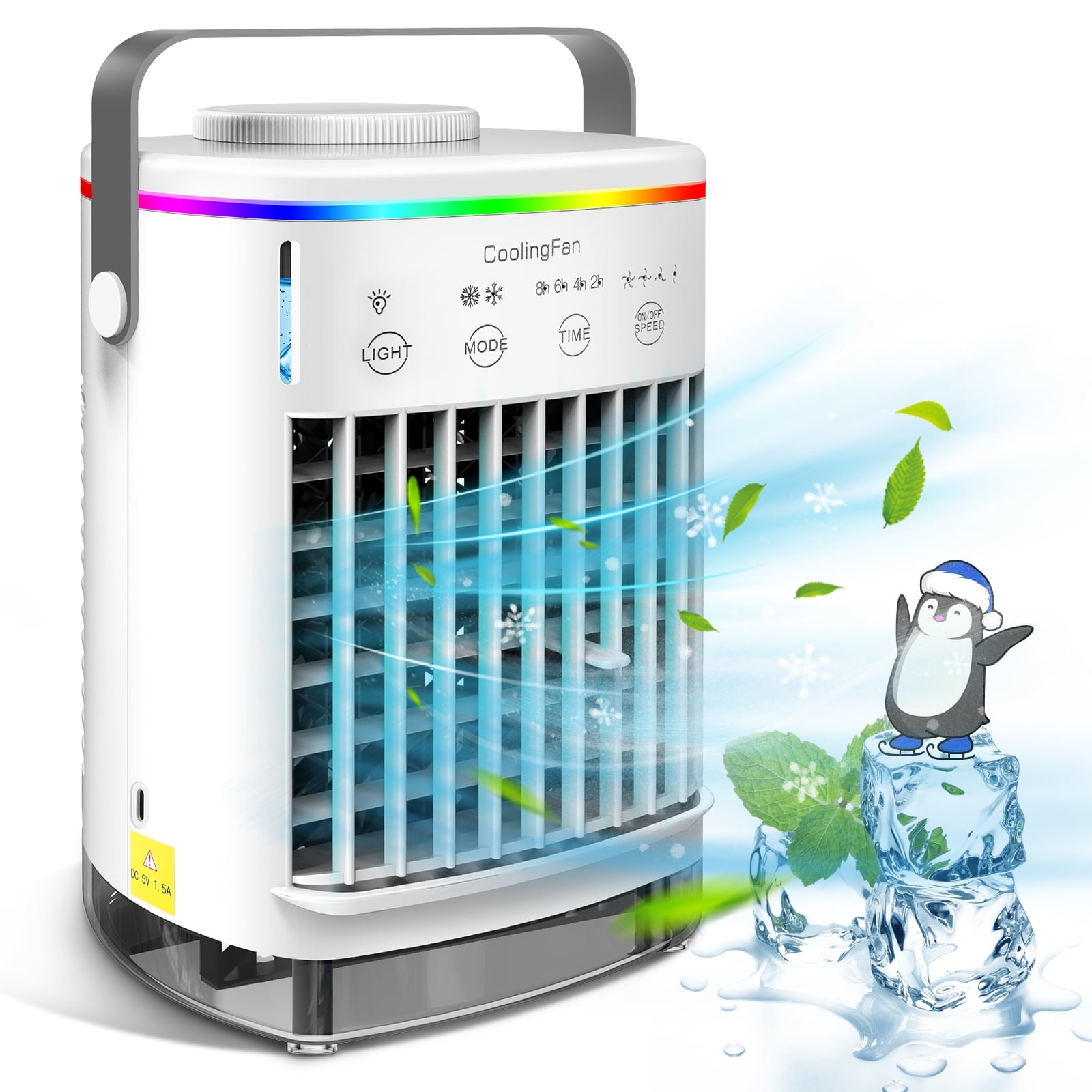 PWING Portable Rechargeable Evaporative Air Cooler with LED light ...