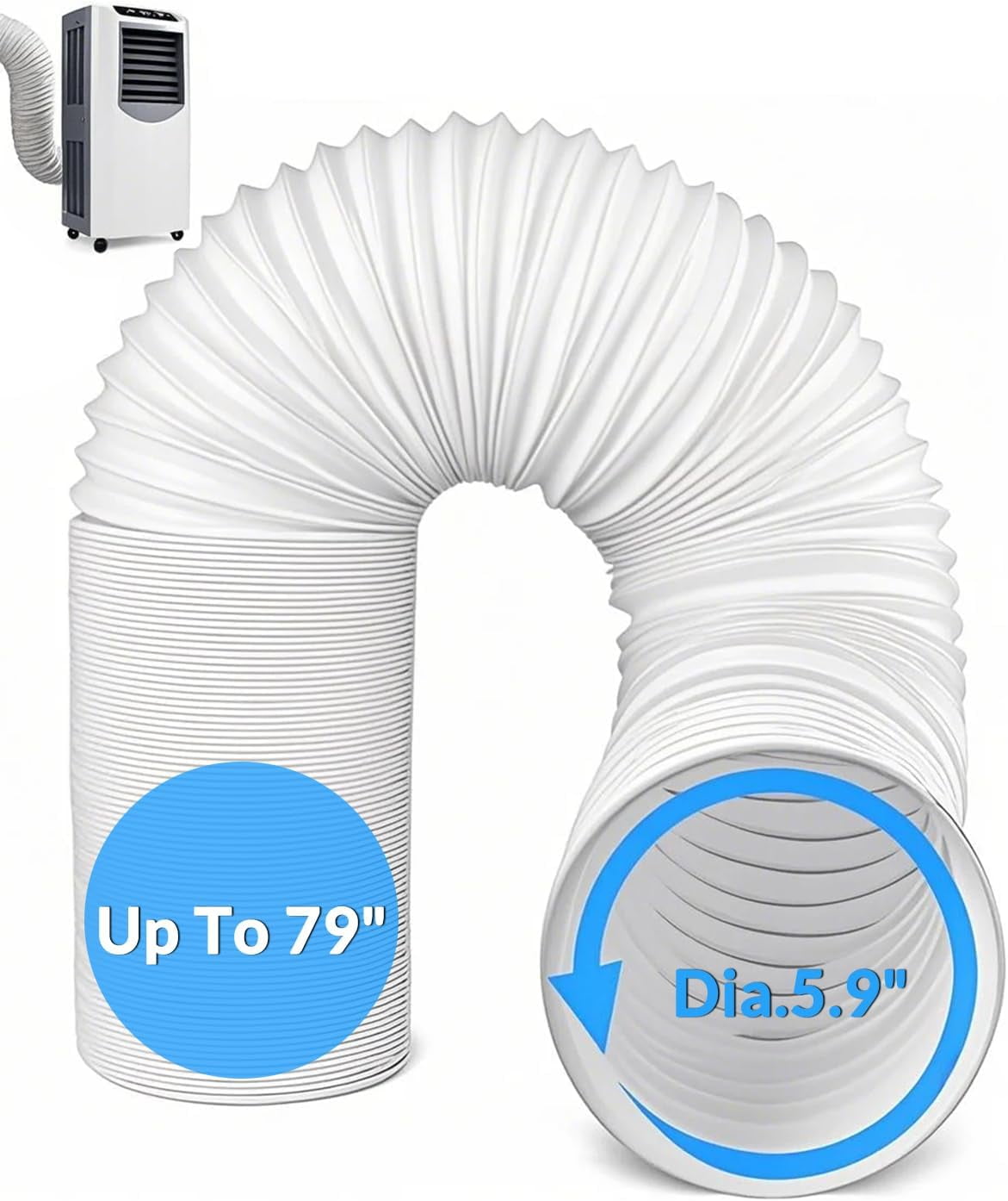 Portable Air Conditioner Hose Anti-Clockwise Thread, AC Exhaust Hose 79 ...