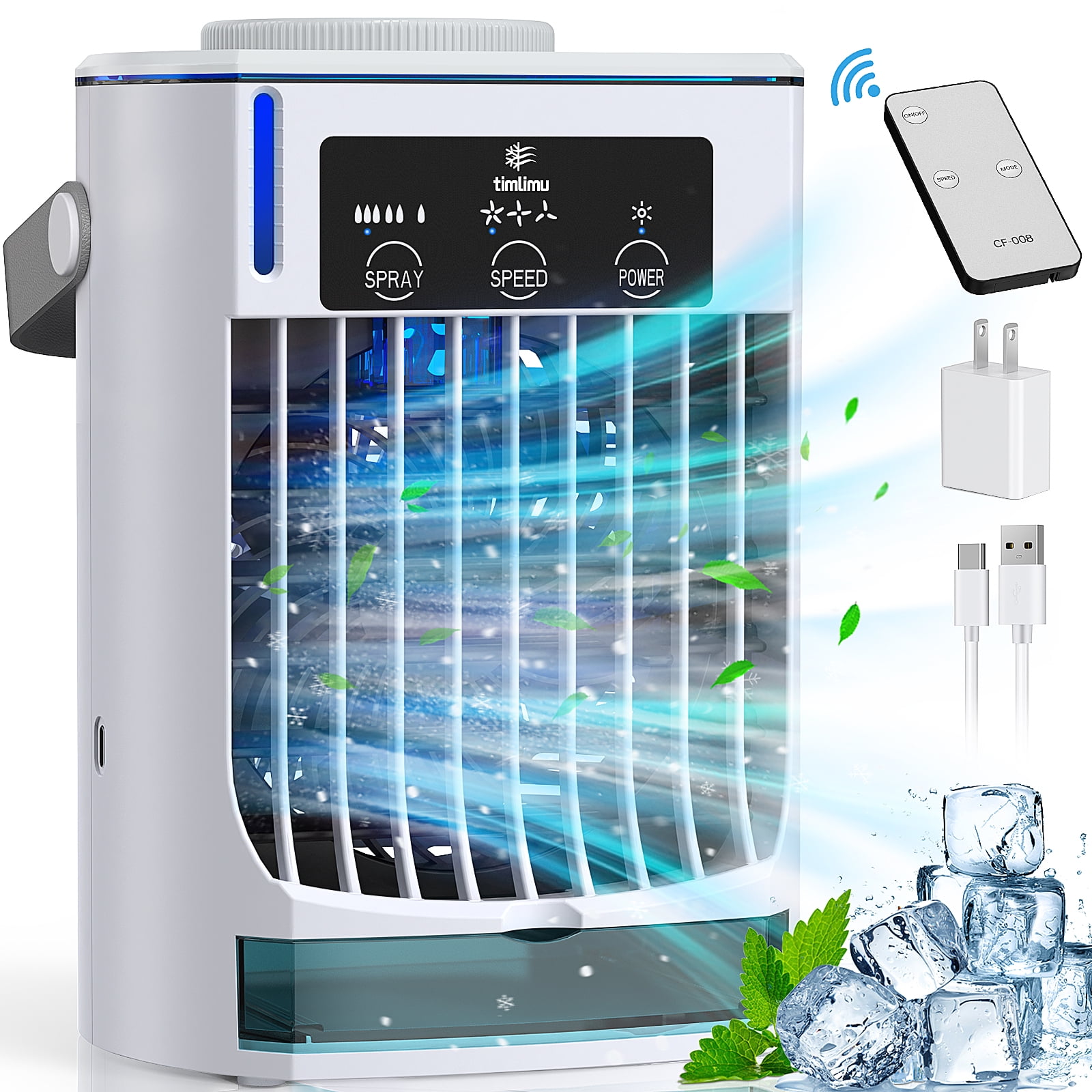 Portable Personal Air Conditioner, Mini Cooling Fan, Desktop Humidifier ...