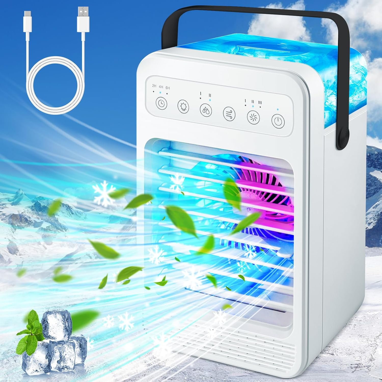 Portable Air Conditioner, Touch Screen Evaporative Air Cooler with 4 ...