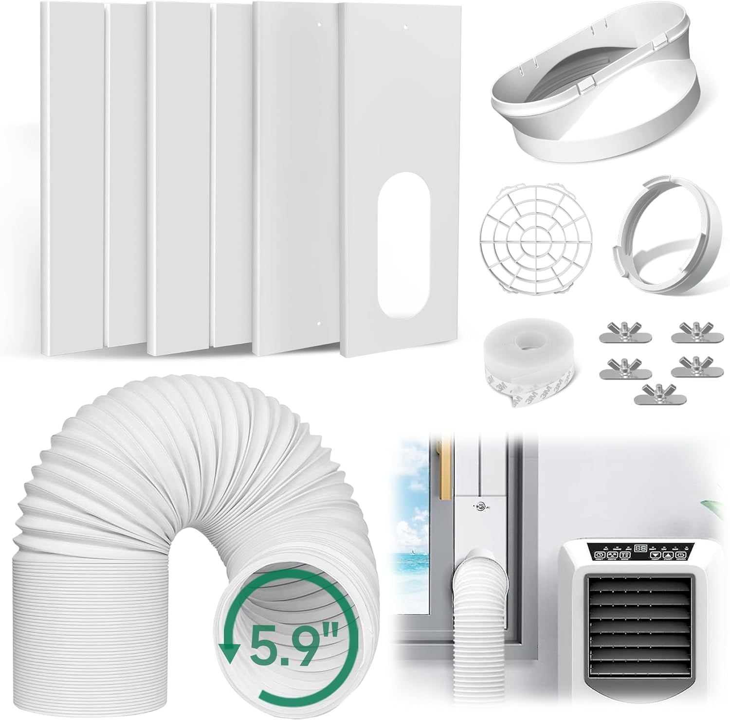 Portable Air Conditioner Window Vent Kit, 10Pcs with 4 Slide Seal ...