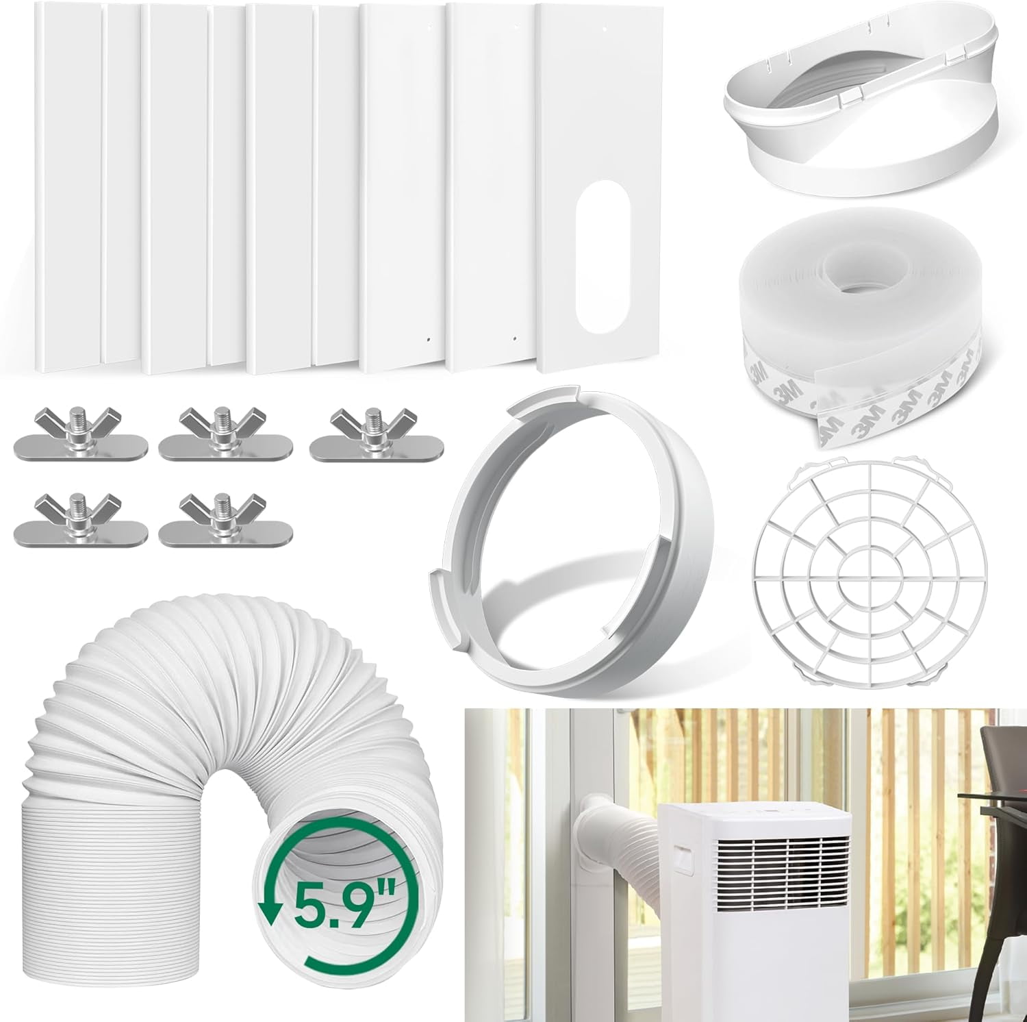 Portable Air Conditioner Window Vent Kit, 12Pcs with 6 Slide Seal ...