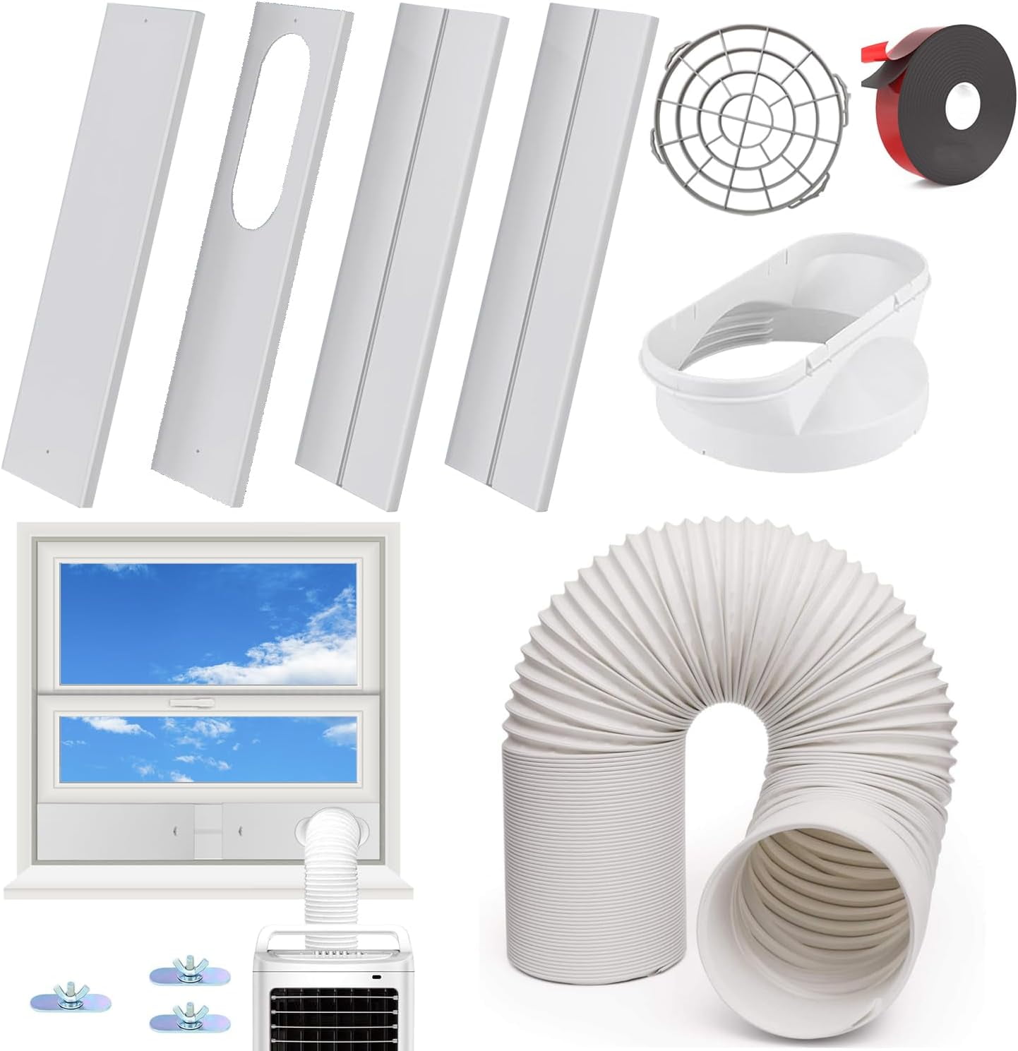 Portable Air Conditioner Window Vent Kit with 5.9" AC Exhaust Hose ...