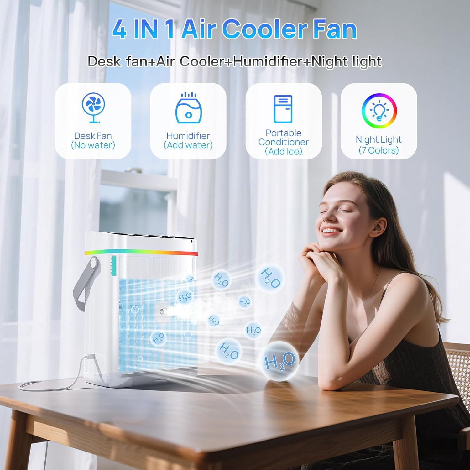 Portable Air Conditioners,1200ML Cooling fan Mini Air Conditioner with ...