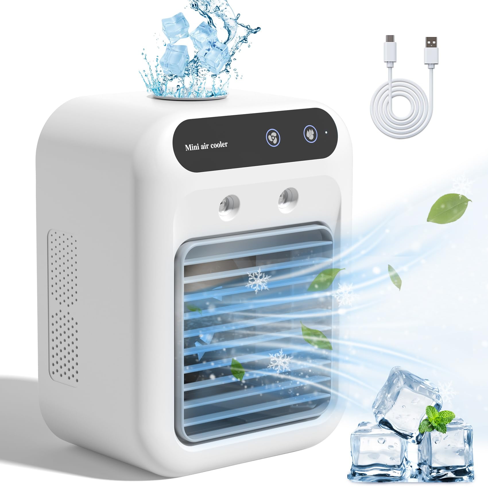 Portable Air Conditioners, 25W Rechargeable Mini Portable AC Unit 2 ...