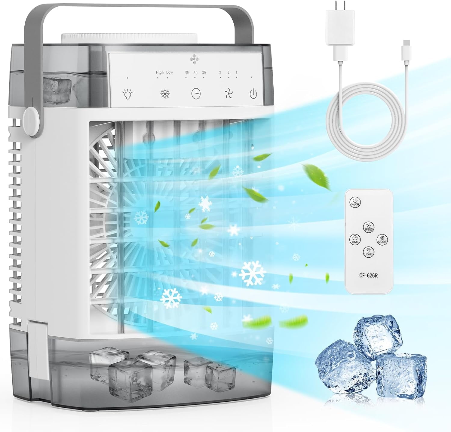 Portable Air Conditioners,3-Speed Small AC Fan, Evaporative Air Cooler ...