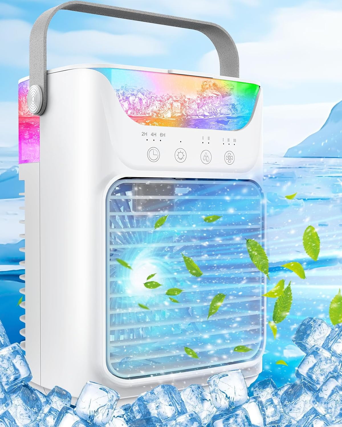 Portable Air Conditioners, 3 Wind Speeds & 7 LED Lights Evaporative ...