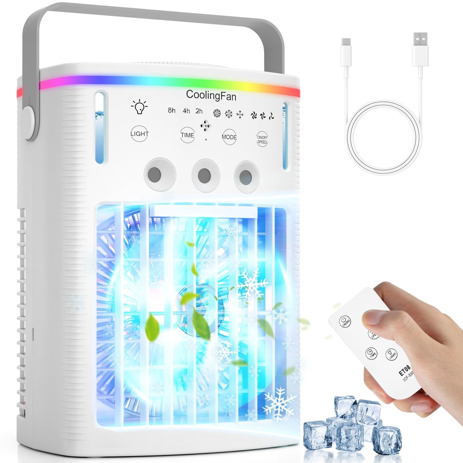 Portable Air Conditioners, 4-in-1 Portable Air Cooling Fan with 1000mL ...