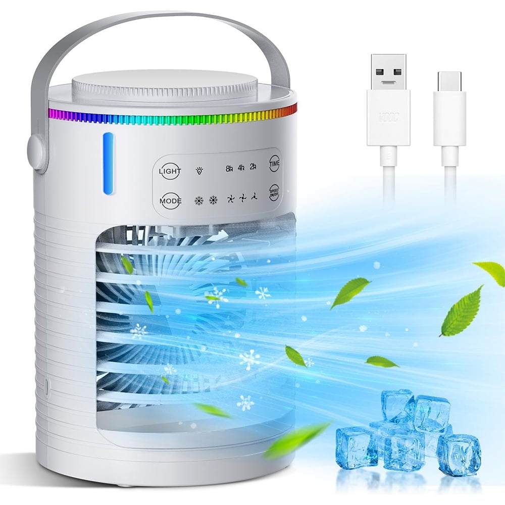 Portable Air Conditioners, 600ml Evaporative Mini Air Conditioner with ...