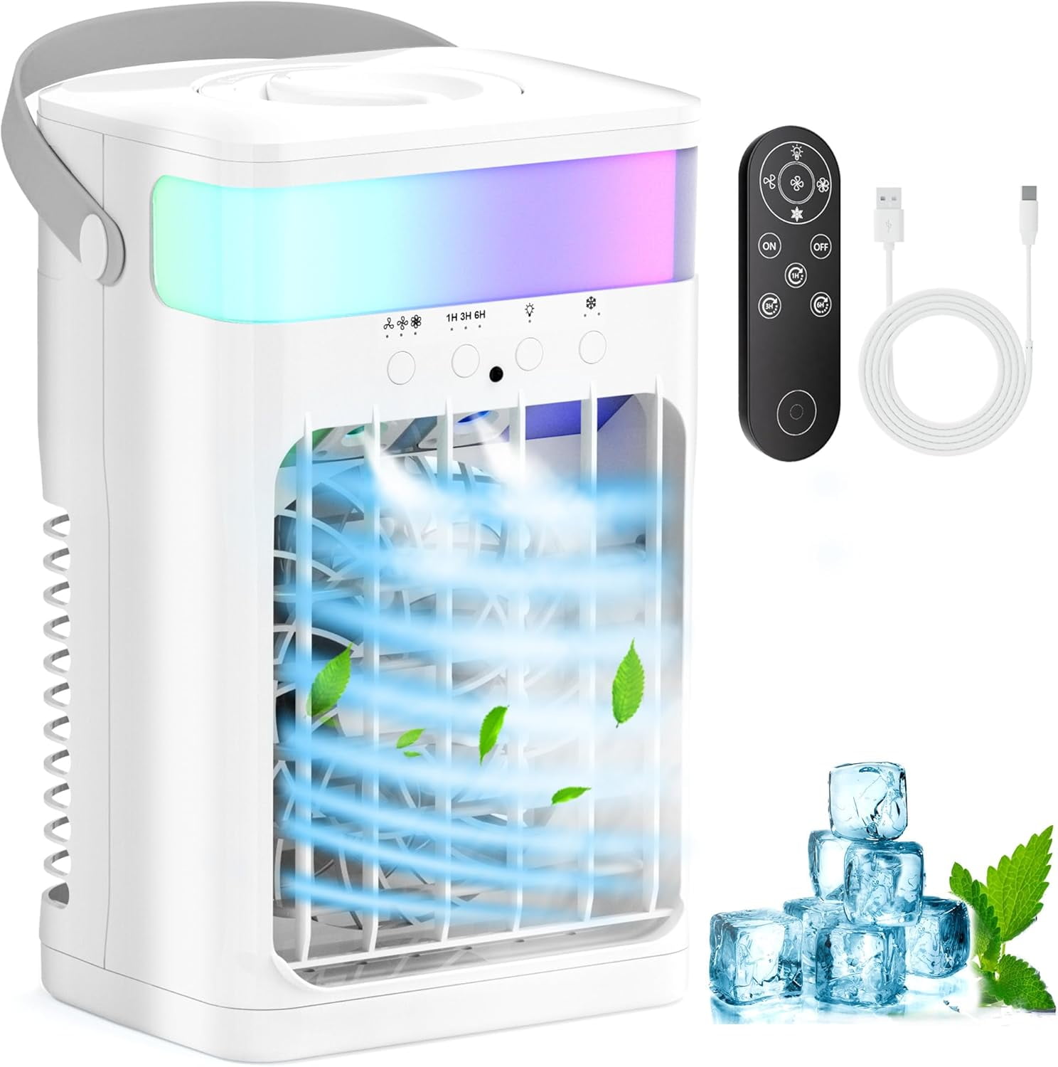 Portable Air Conditioners,Air Conditioner,Ac Unit with 1500ML Water Tank,2 Spray Ports,3 Wind ...
