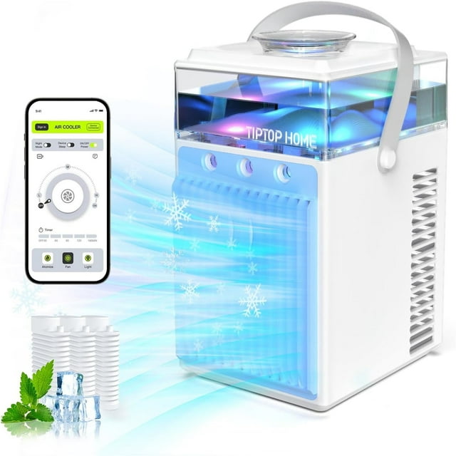 Portable Air Conditioners Fan,4 in 1 Rechargeable Mini Air Conditioner ...