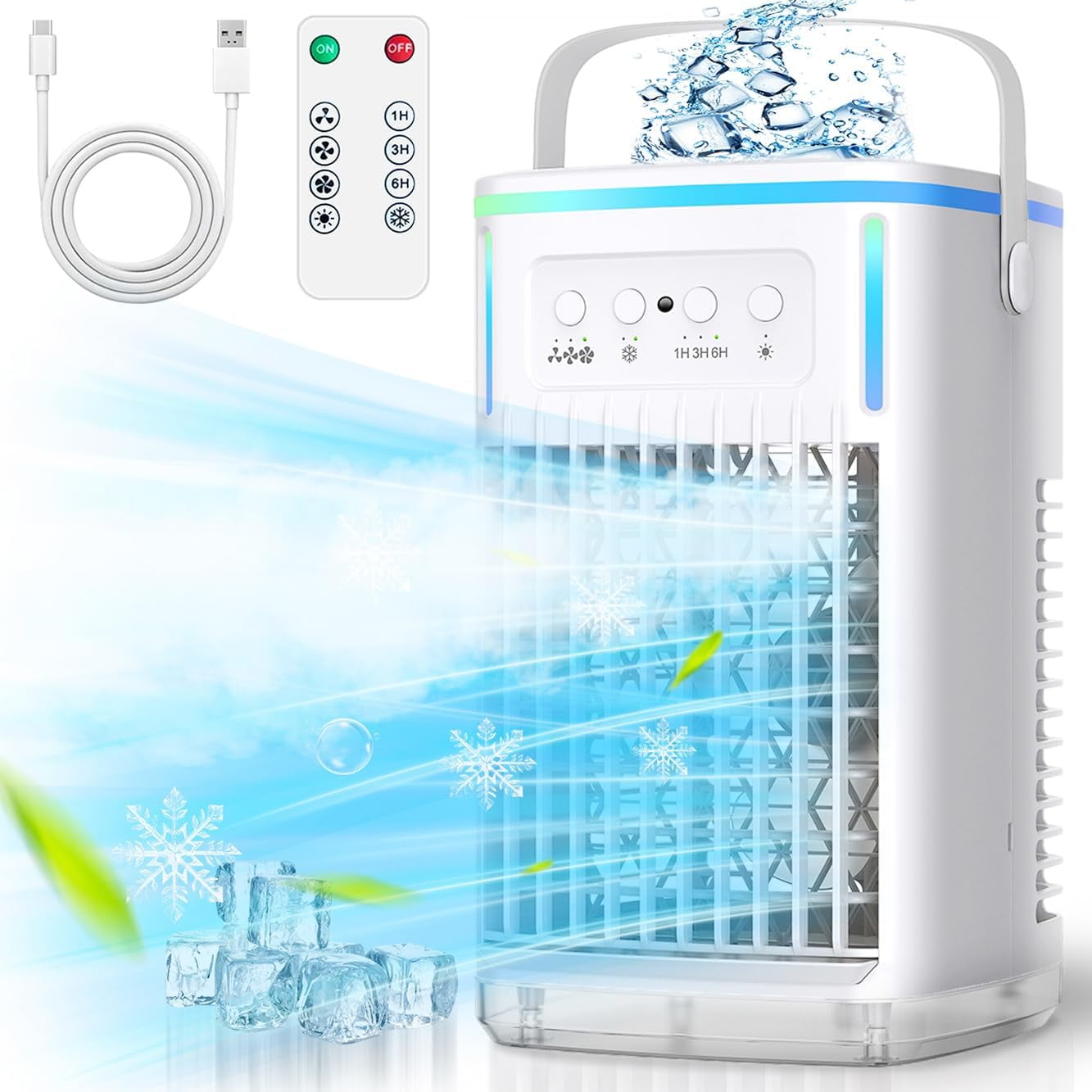Portable Air Conditioners Fan with Remote, 4 in 1 Evaporative Air ...