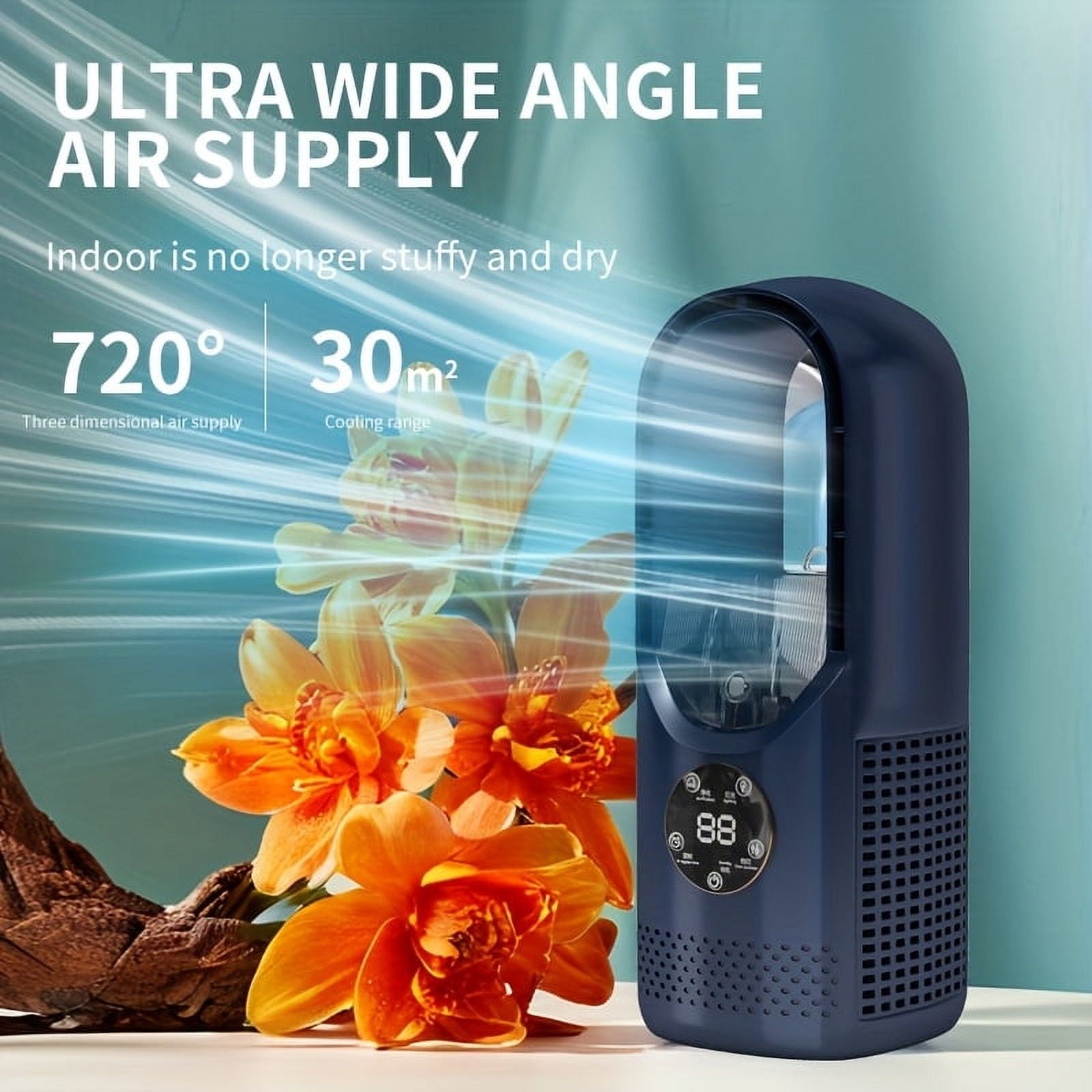 Portable Air Conditioning Fan USB Tower Fan Desktop Bladeless Fan - With Water Mist Cooling ...