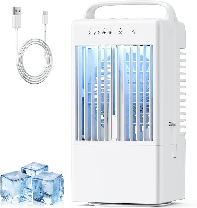 Portable Air Cooler, 4 in 1 USB Mini Air Conditioner, 900ML Personal Evaporative Conditioner ...