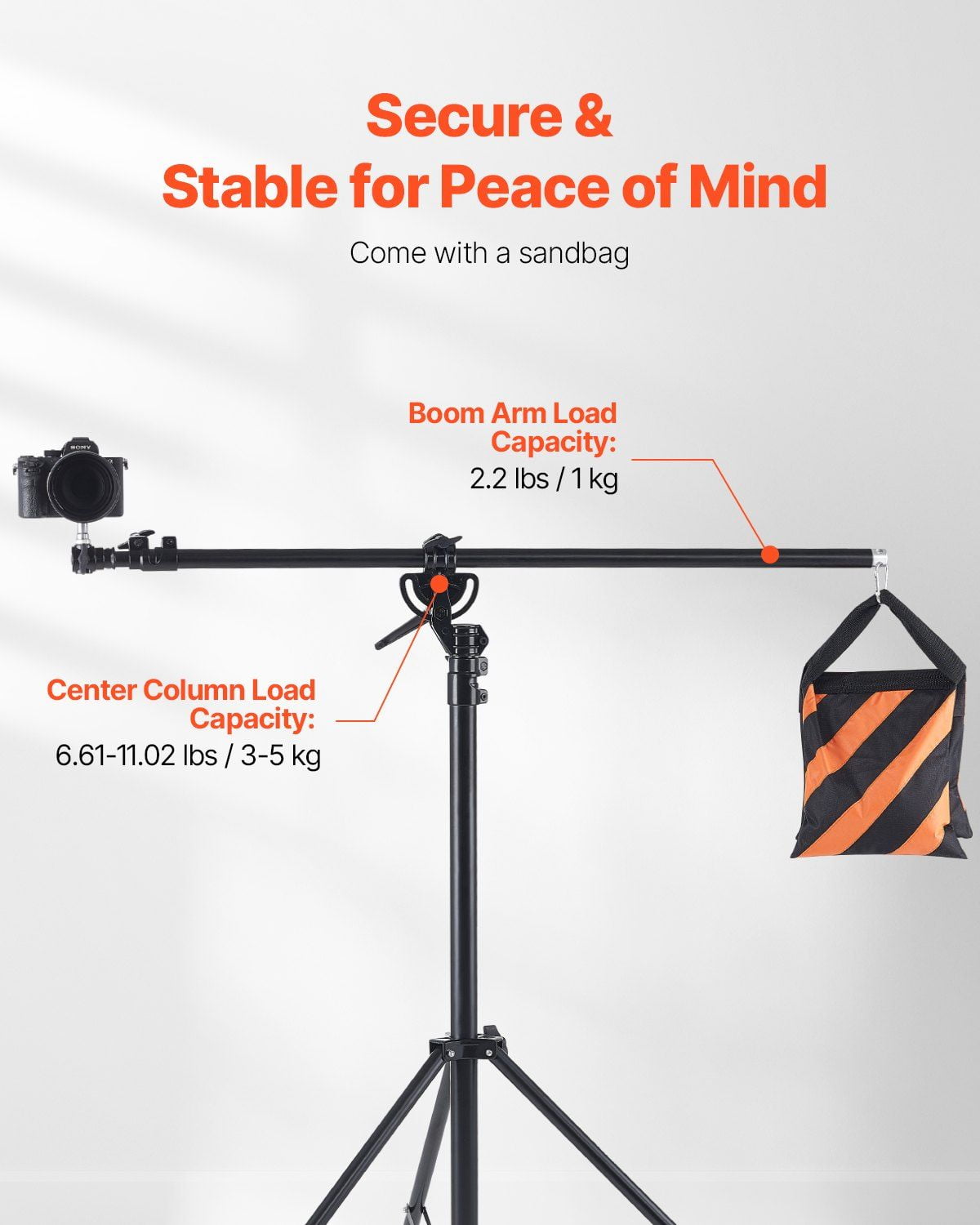 Portable Air Cushioned Boom Arm Light Stand for Studio Photography ...