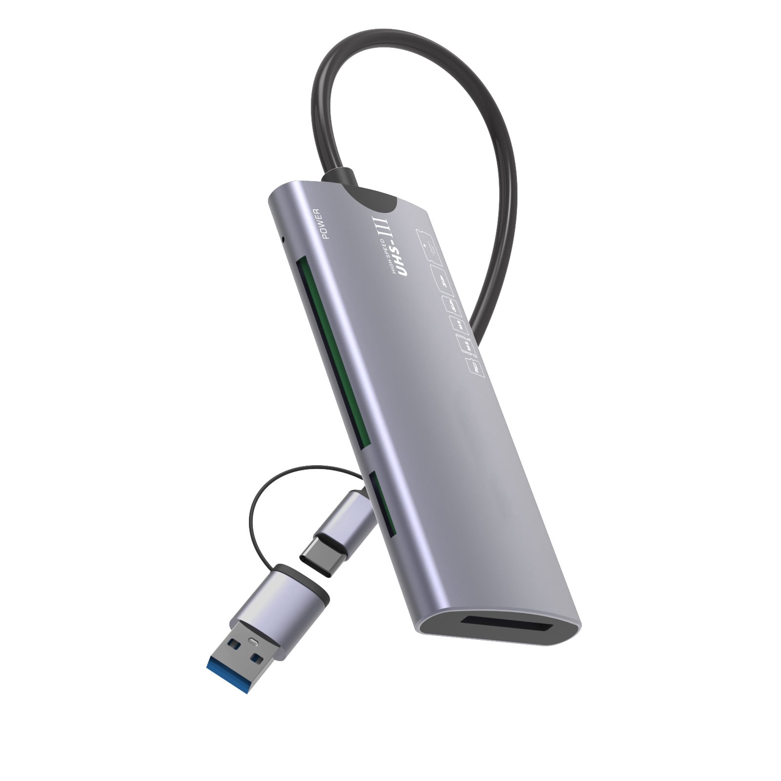 Portable Aluminum Alloys OTGs Card Reader USB C USB A USB3.0 6 in 1 ...
