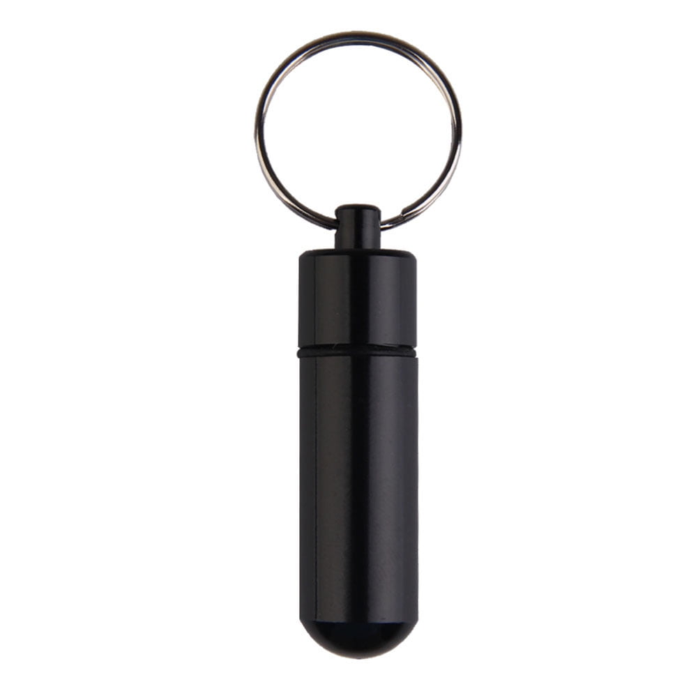 Portable Aluminum Pill Bottle Case Waterproof Drug Holder Keychain ...