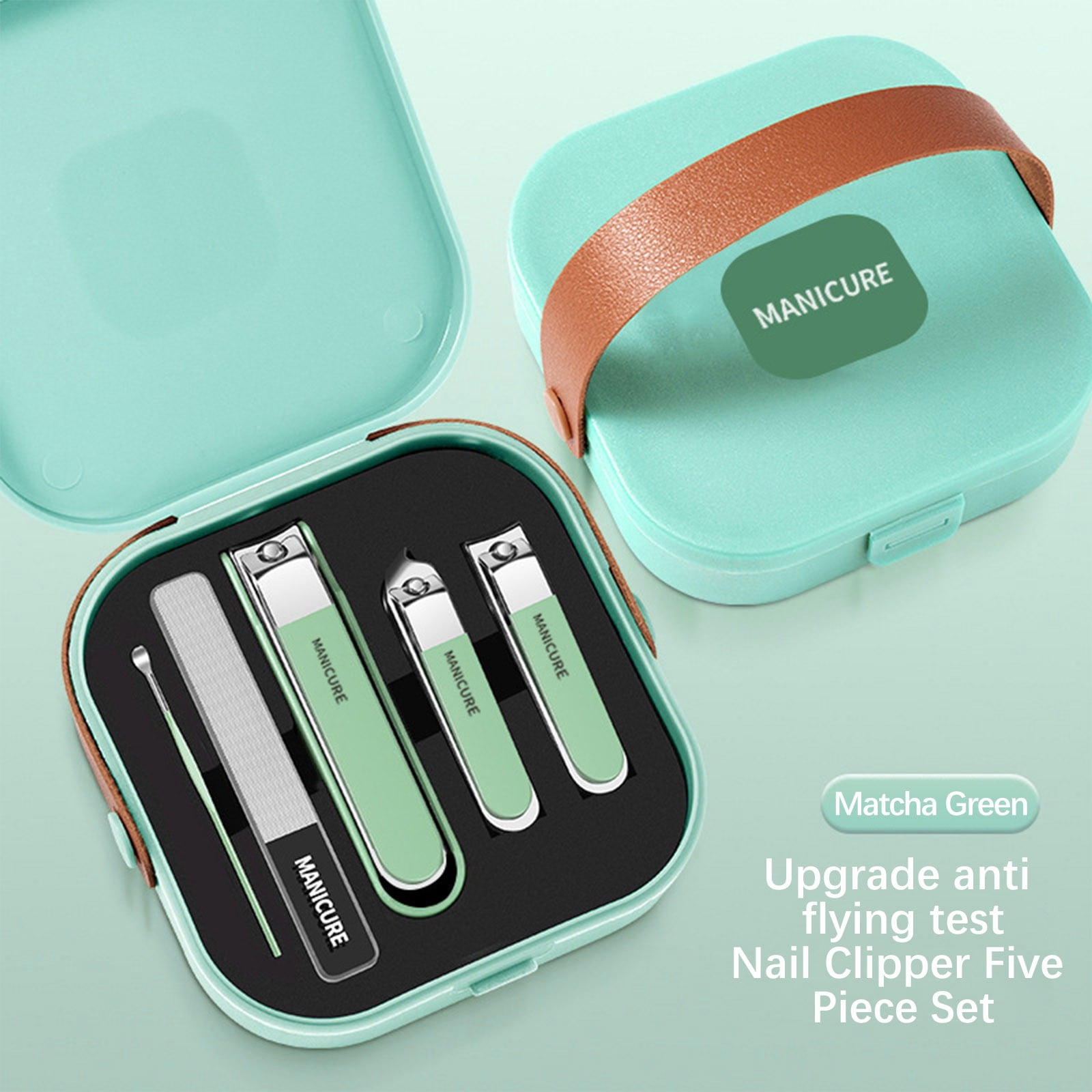 Portable Anti-Splash Nail Clipper Set - 5-Piece Manicure Kit with Nail ...