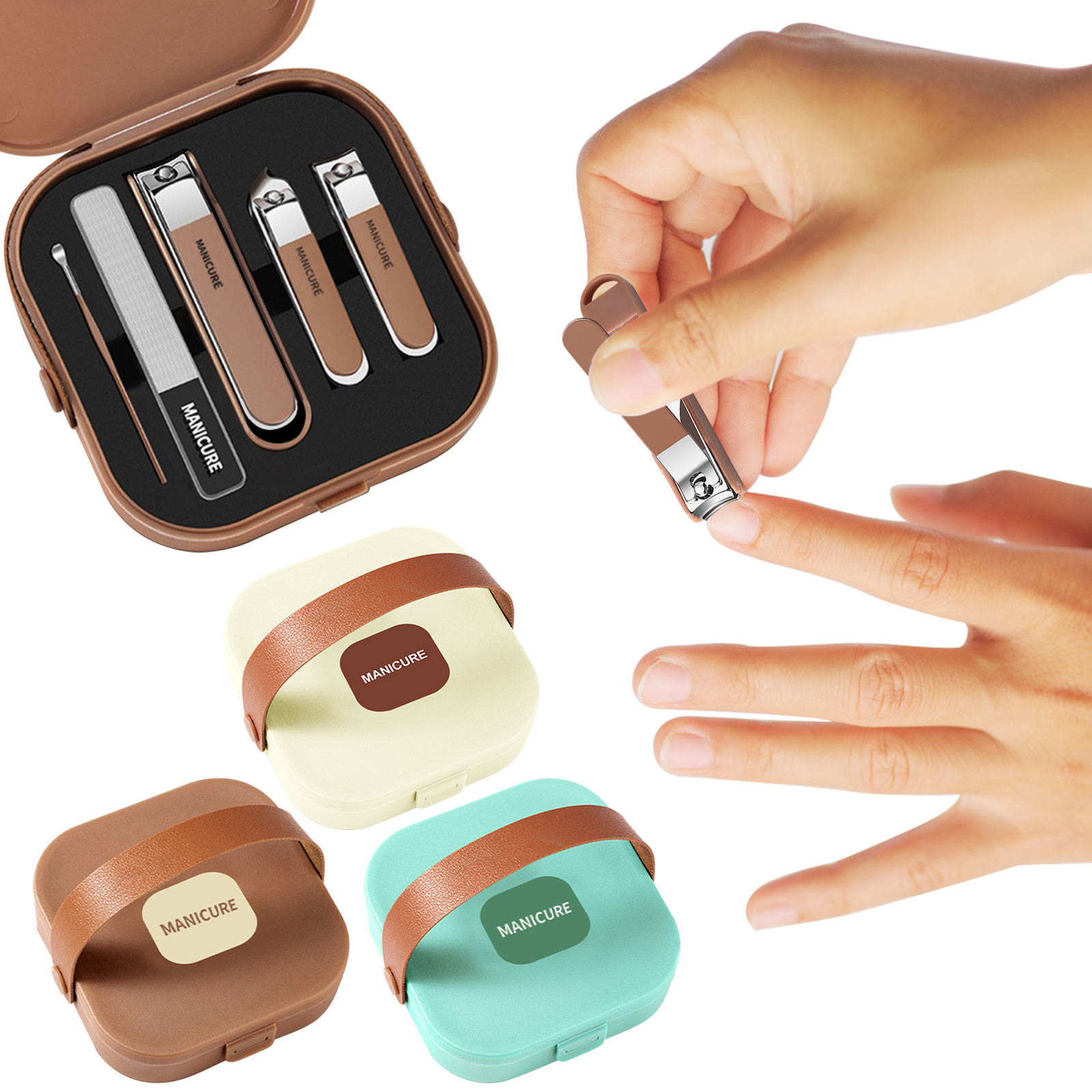 Portable Anti-Splash Nail Clipper Set | 5-Piece Stainless Steel ...