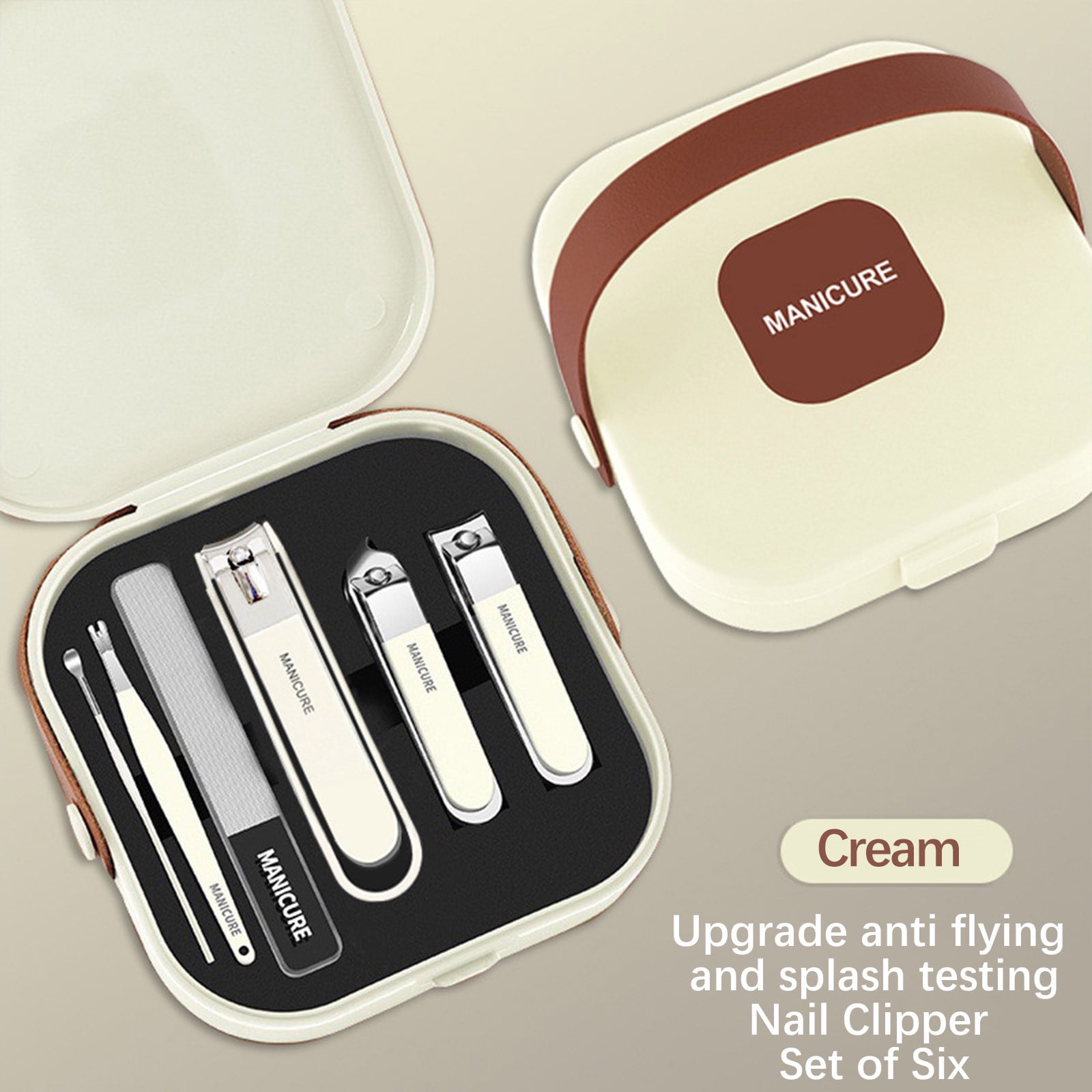 Portable Anti-Splash Nail Clipper Set, 6PC Stainless Steel Manicure ...