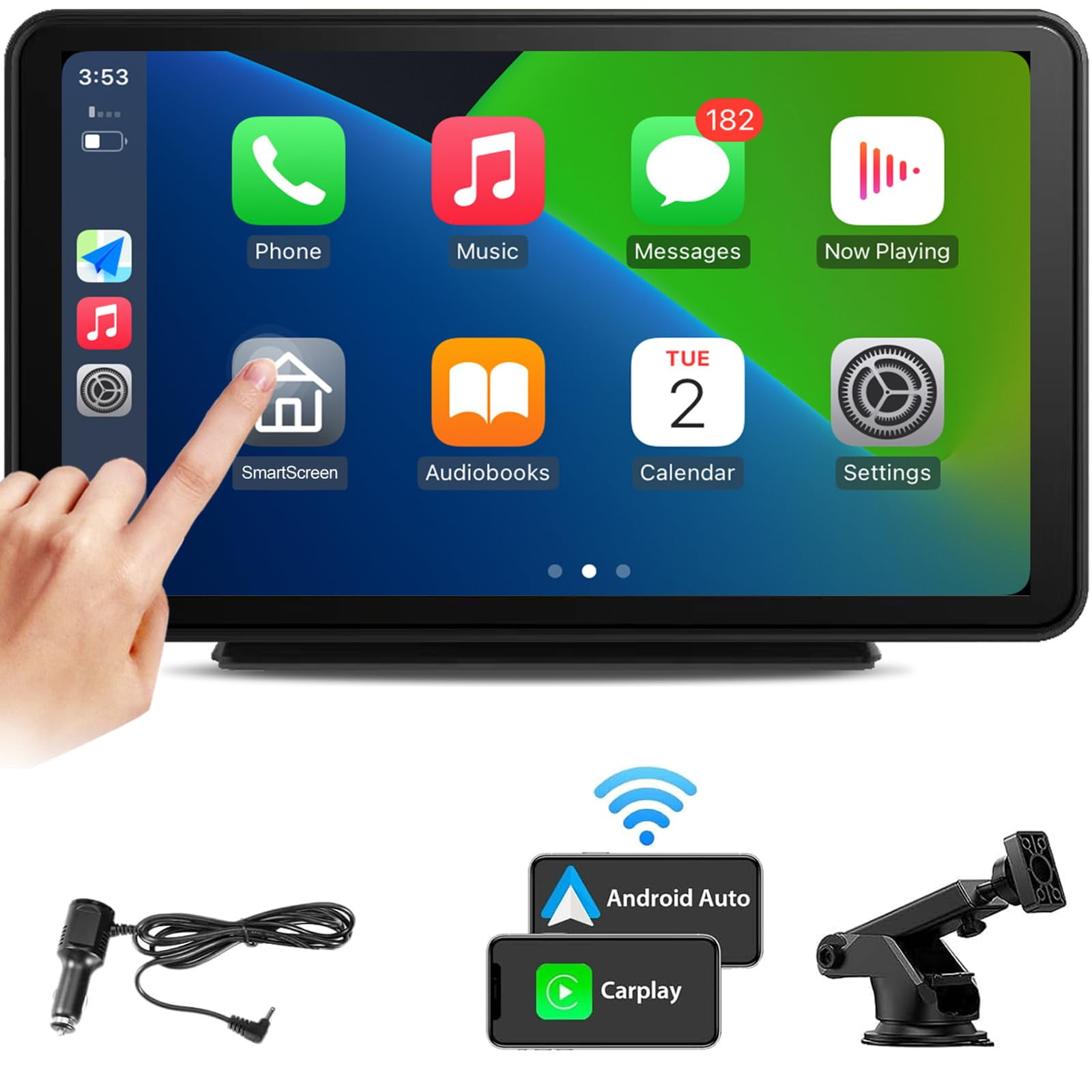 Portable Apple Carplay Screen for Car, Wireless Android Stereo, Easy ...