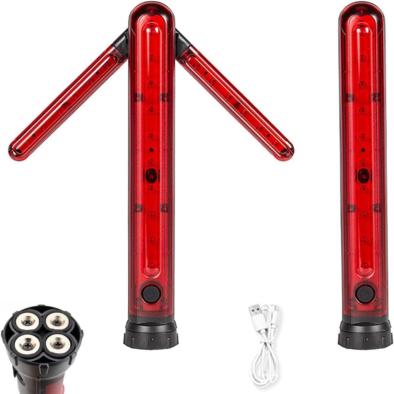 Portable Arrow Safety Light 3-Pack, LED Traffic Wand, 4 Flash Patterns ...