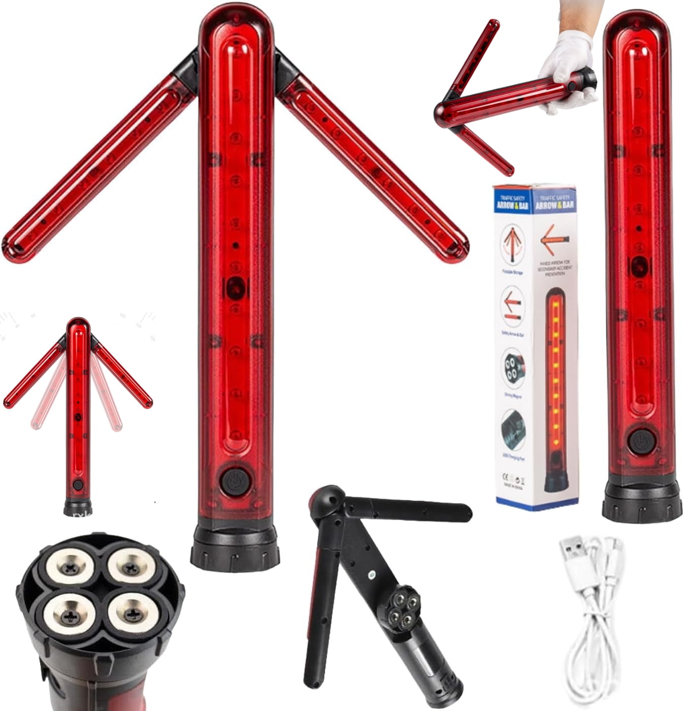 Portable Arrow Safety Light,Warning Light with Detachable Magnetic Base ...