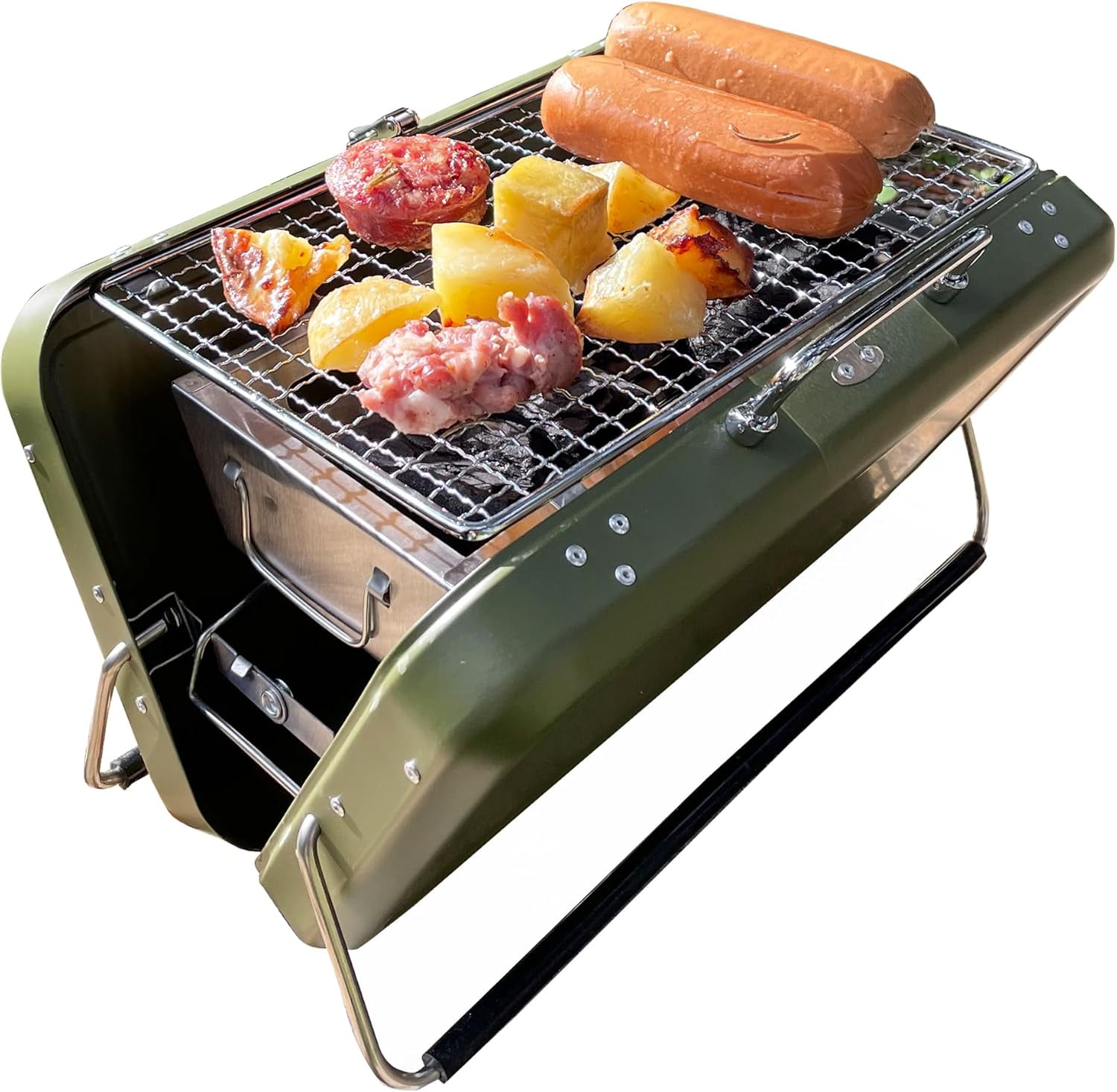 Portable BBQ Charcoal Grill, Folding Stainless Steel Mini Grill for ...