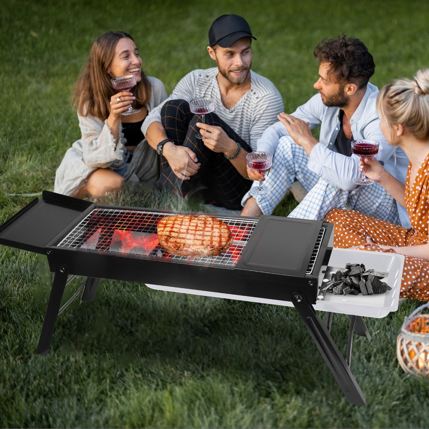 Portable BBQ Griddle, Foldable Kabob Barbecue for Outdoor Hibachi BBQ ...