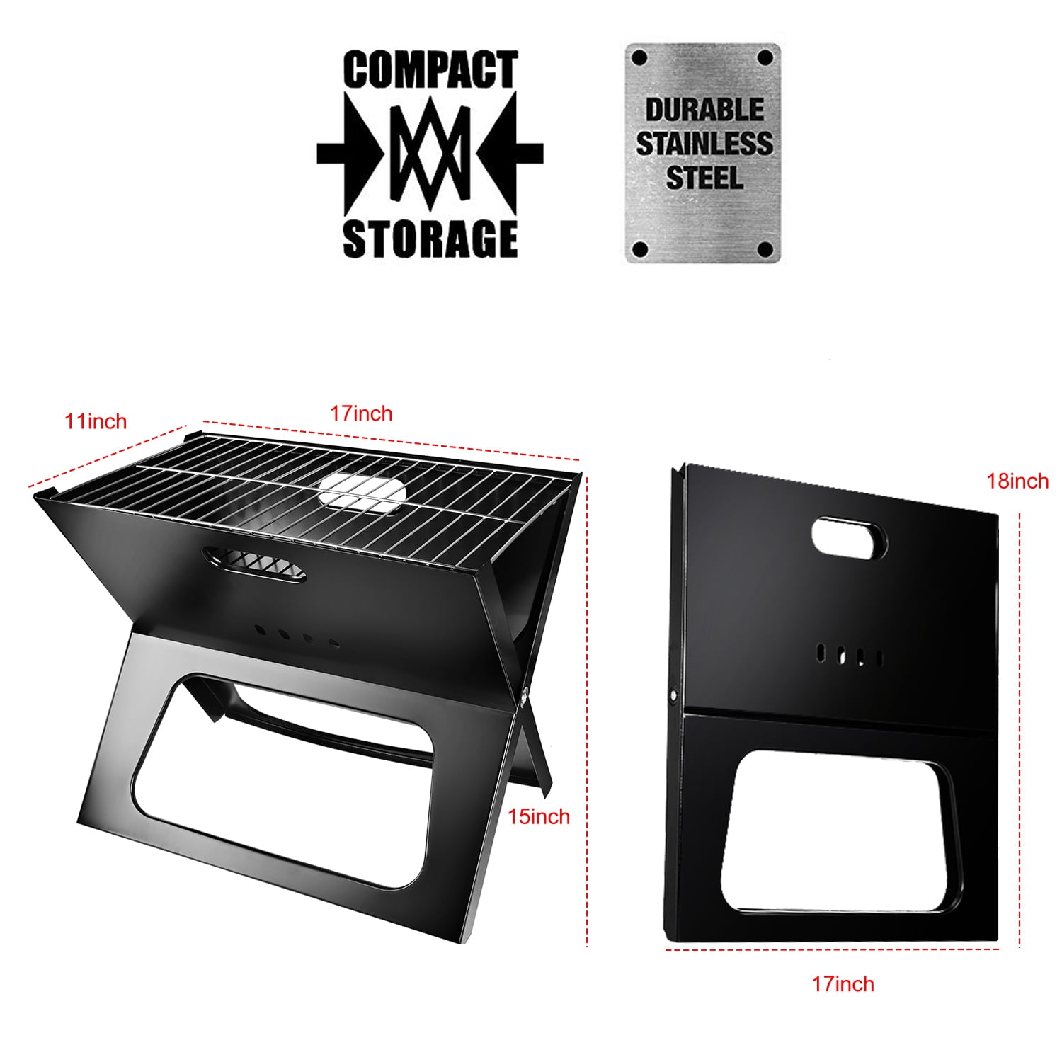 Portable BBQ Grill 3.5mm Cooking Bars Foldable Charcoal Grill for ...