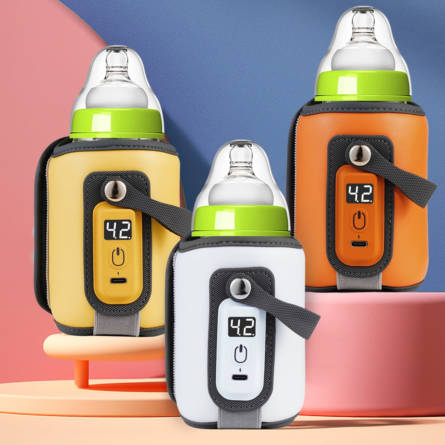 Portable Baby Bottle Warmer, Premium PU USB Bottle Warmer Heater with ...