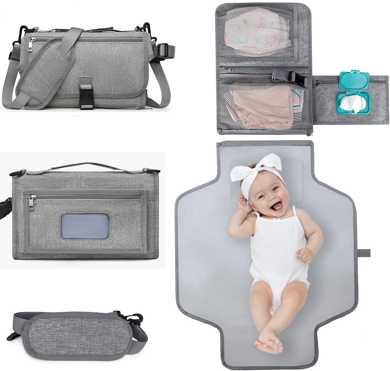 Bacati Grey/Blue Mini Elephants Changing Pad - Walmart.com