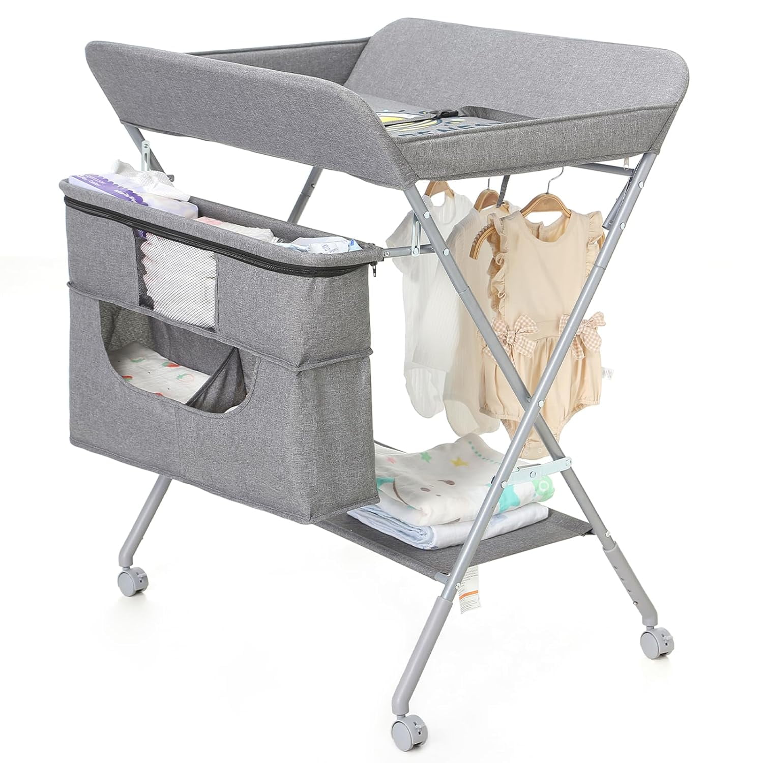 Portable Baby Changing Station with Adjustable Height - Foldable Diaper ...
