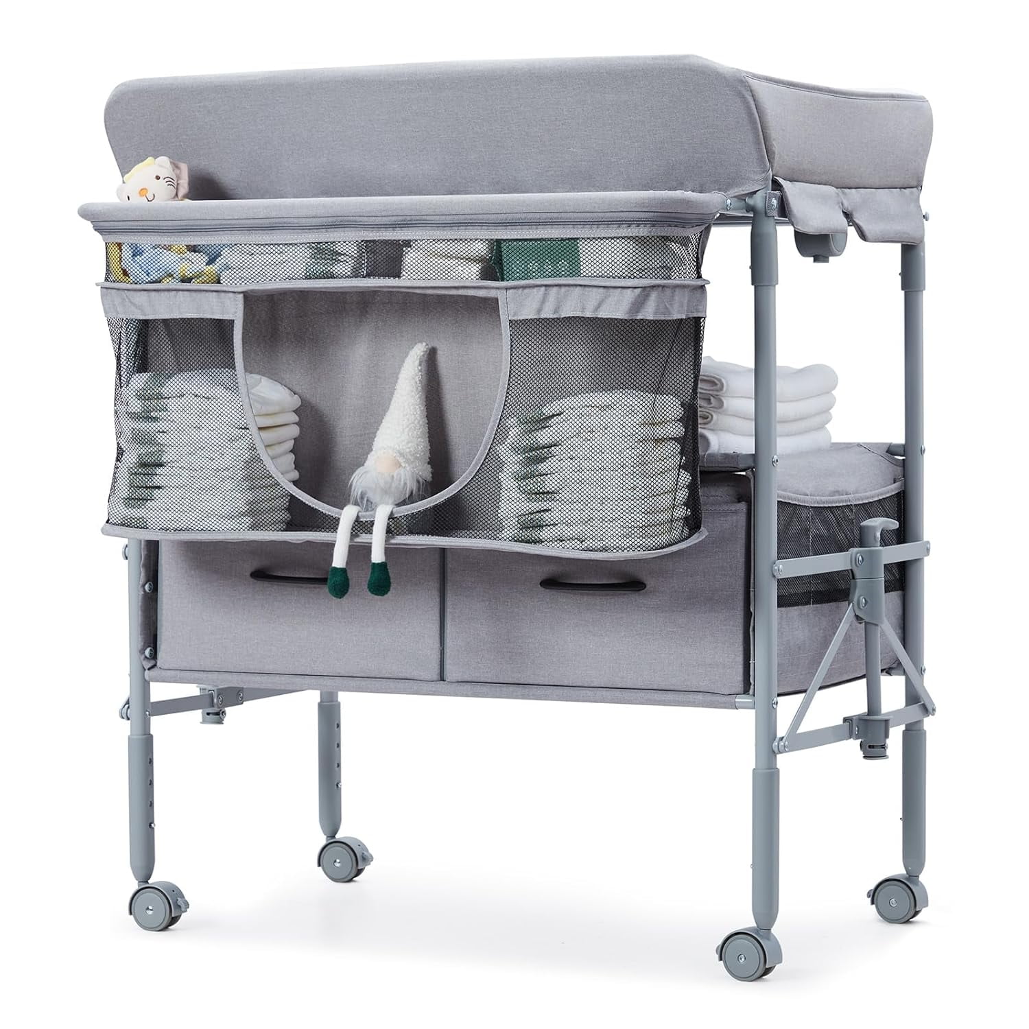 Portable Baby Changing Table, Foldable Diaper Change Table with Drawers ...