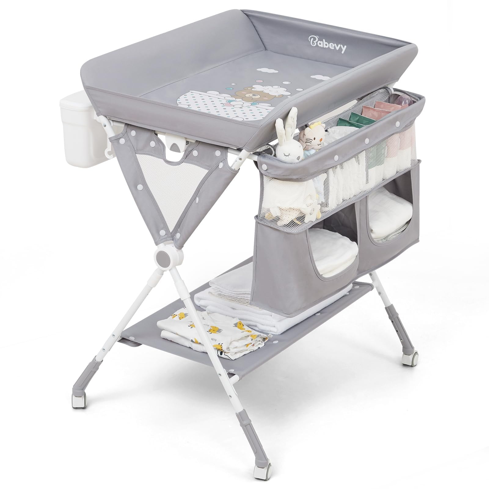 Portable Baby Changing Table, Foldable Diaper Change Table with Wheels ...