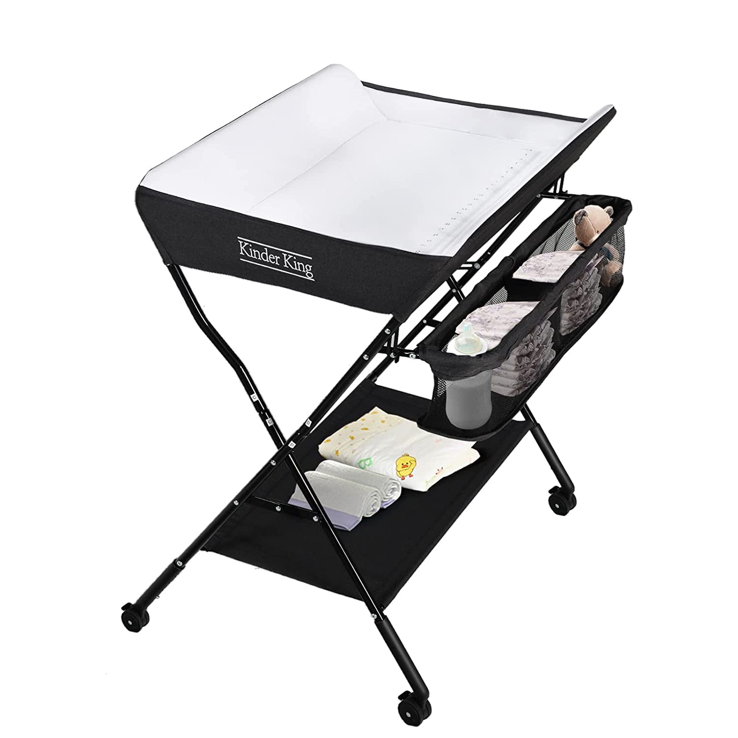 Portable Baby Changing Table w/Wheels, Adjustable Height Folding Infant ...