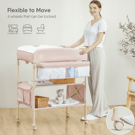 BabyBond Adjustable Portable Baby Changing Table with Diaper Pad ...
