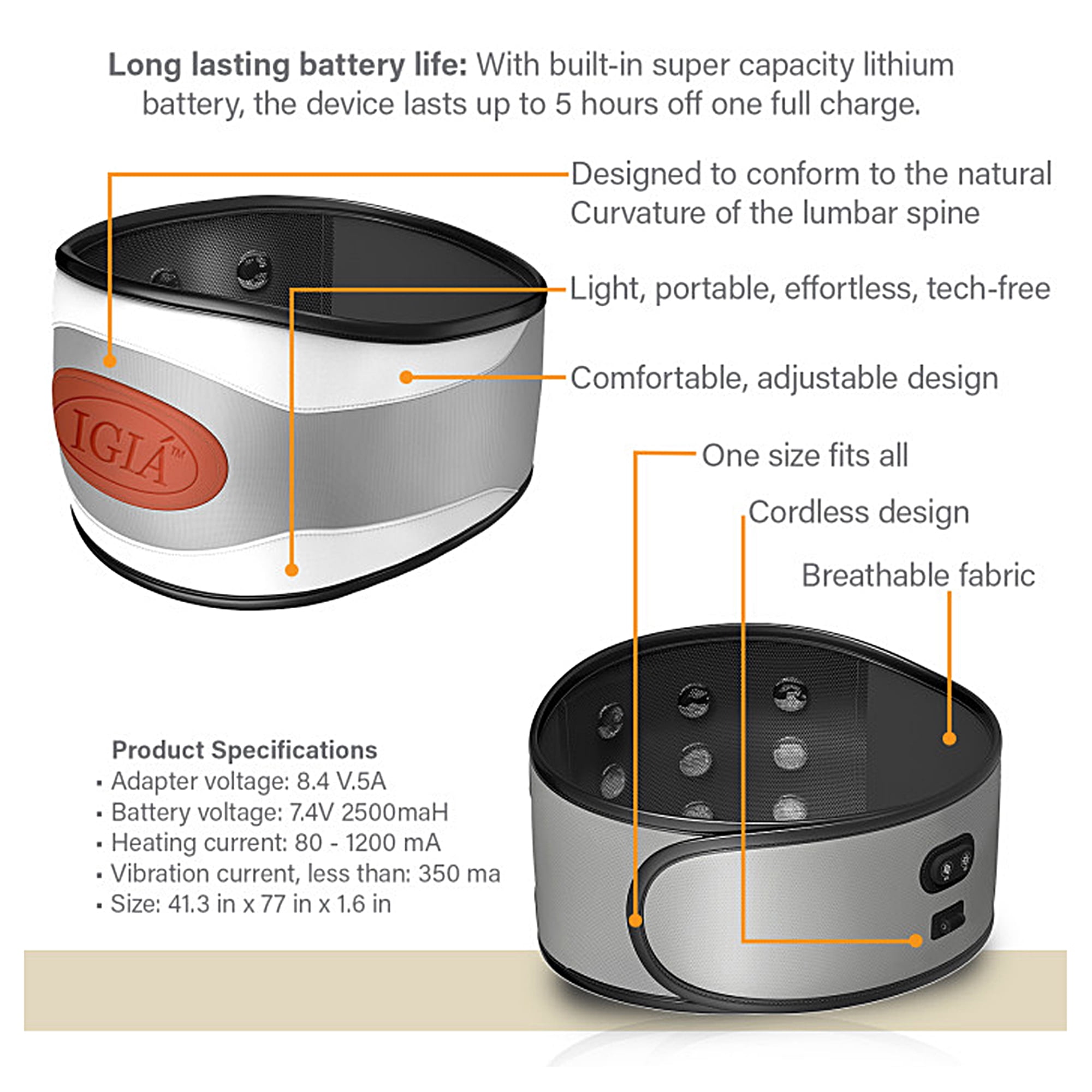 Portable BackOSage Cordless Massage Belt – Decompression, Heat, and ...