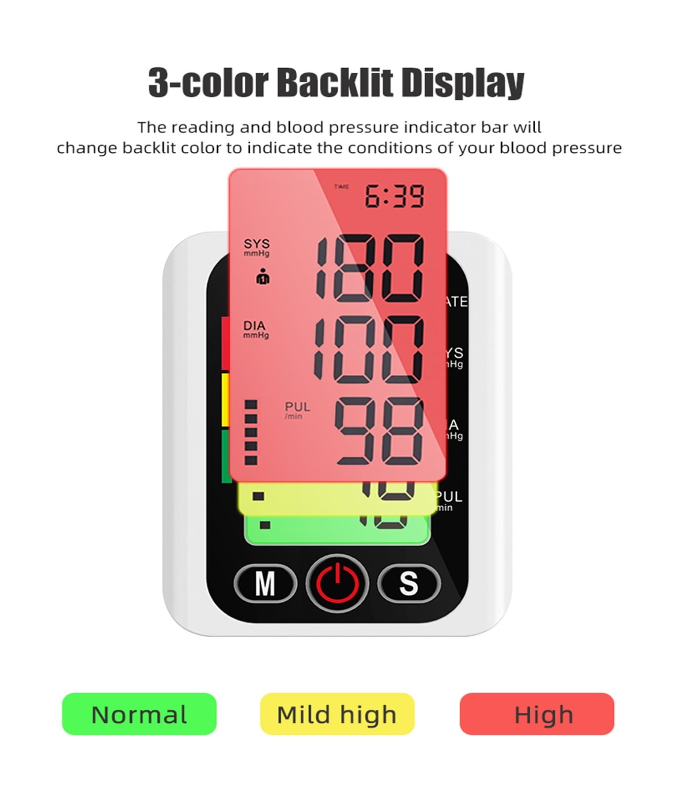 Portable Backlight Large LCD BP Machine Digital Upper Arm Medical ...