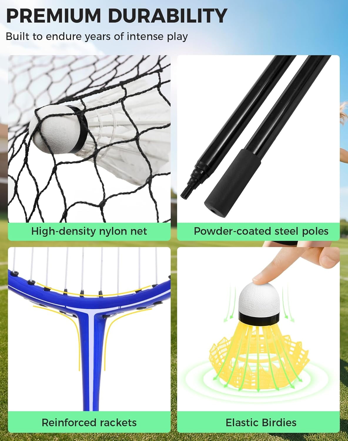 Portable Badminton Net Set - Storage Case - Freestanding Base - Quick Setup - Pop Up Badminton ...