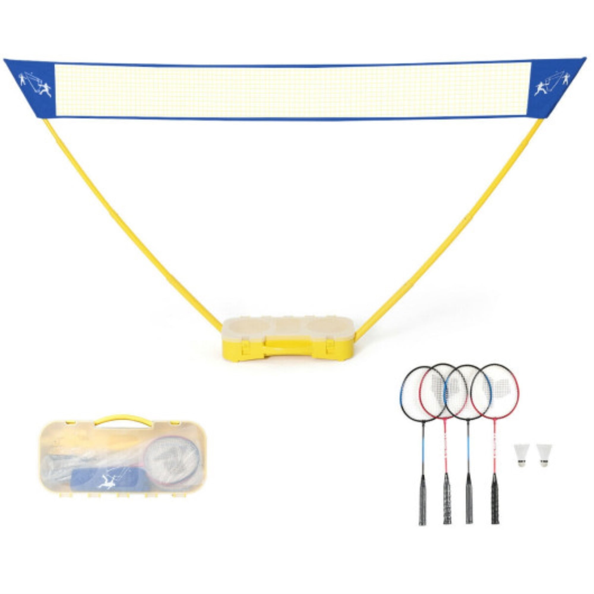Portable Badminton Rack with Asymmetrical Connectors and Carrying Box ...