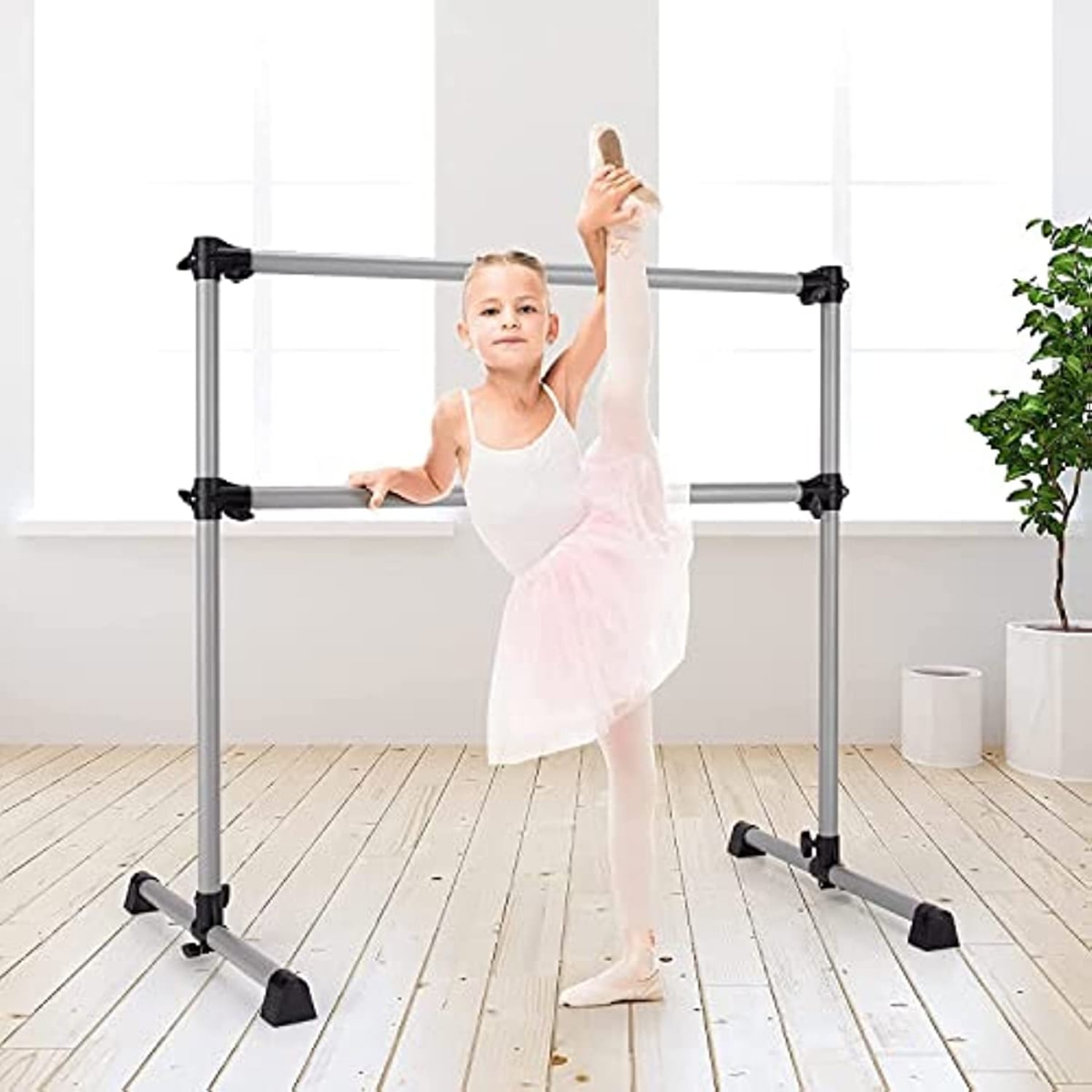 Portable Ballet Barre, 4FT Adjustable Double Freestanding Ballet Bar w ...